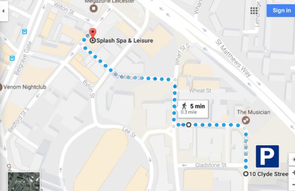 Parking | Splash Spa Leicester